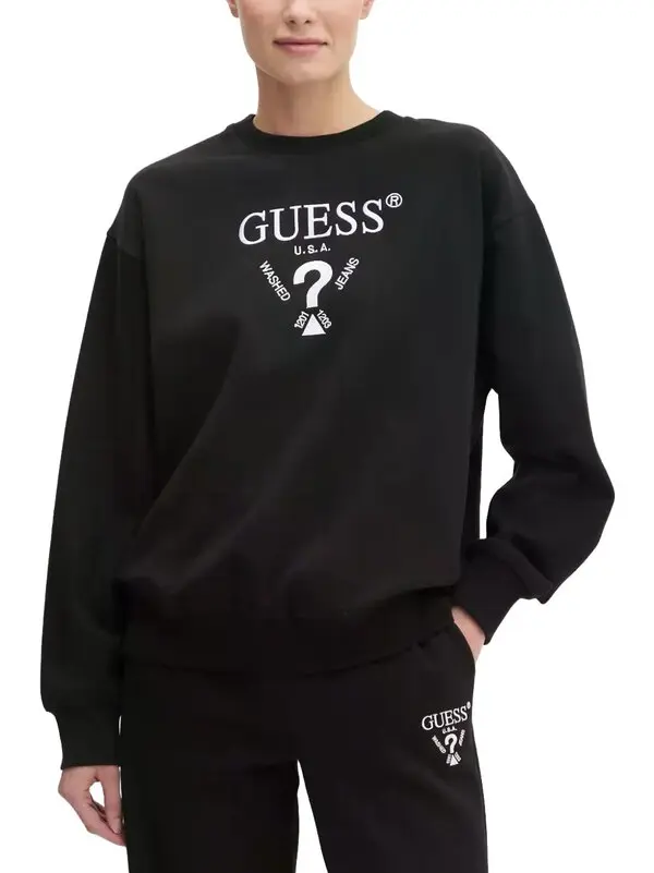 Guess Embroidered Crewneck Sweatshirt - Black
