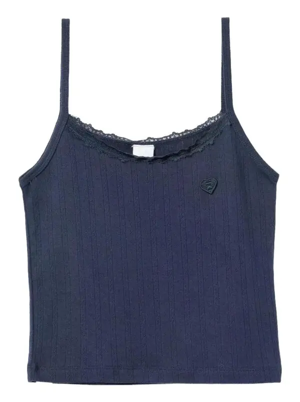 AAPE BY *A BATHING APE Ribbed Camisole With Lace Trim - Blue
