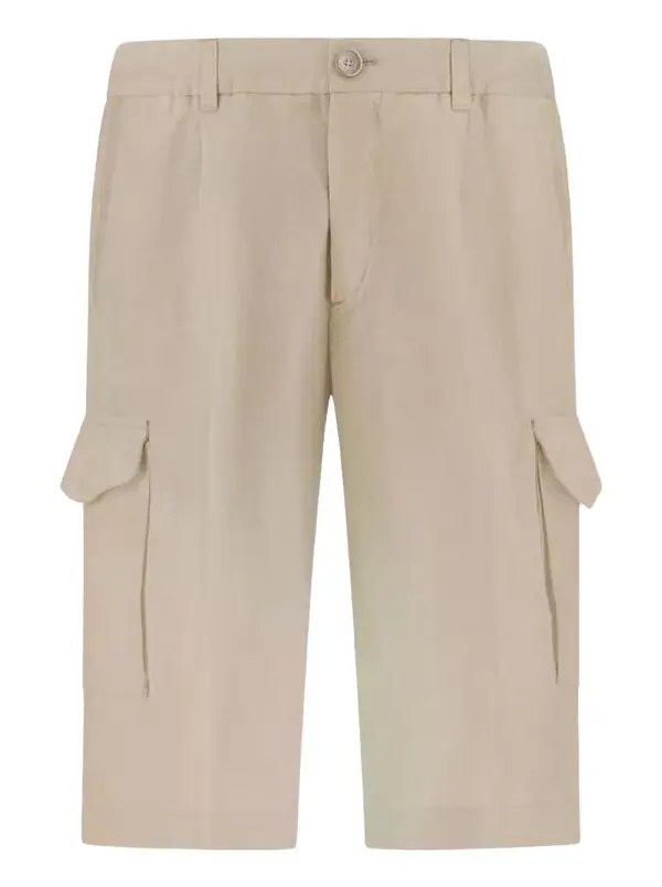 Herno Linen Fade Effect Cargo Shorts - Neutrals
