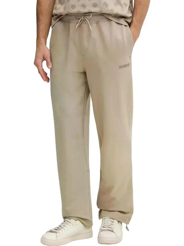 Guess Drawstring-waist Logo-patch Track Pants - Neutrals