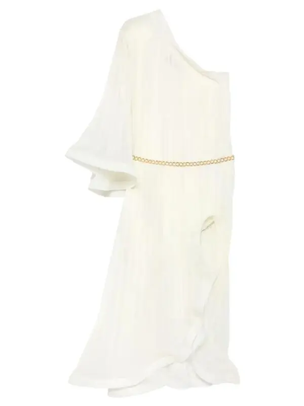 SIMONA CORSELLINI One-shoulder Midi Dress With Chain Belt - White
