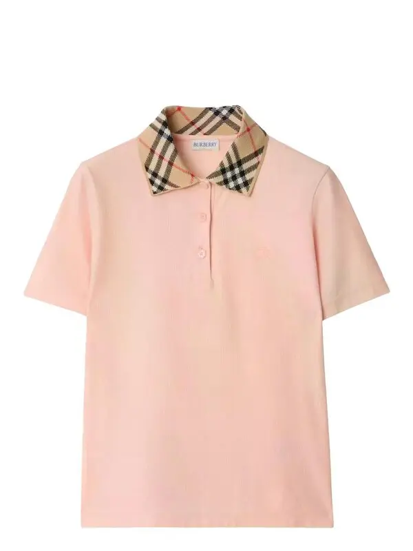 Burberry Check-collar Cotton Piqué Polo Shirt - Pink