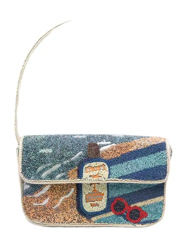 Staud Bead-embellished Tommy Shoulder Bag - Blue