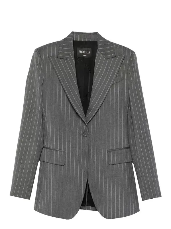 DONDUP Pinstripe Pattern Peaked Lapels Blazer - Grey