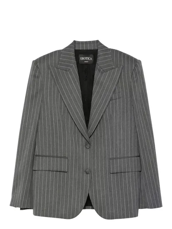 DONDUP Pinstripe Peak Lapel Blazer - Grey