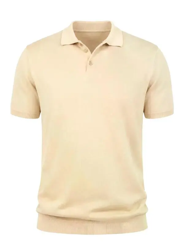 AMARANTO Short-sleeve Polo Sweater - Neutrals