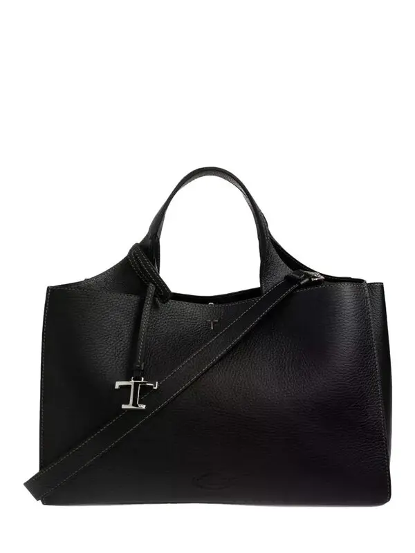 TOD'S Small T Timeless Leather Tote Bag - Black