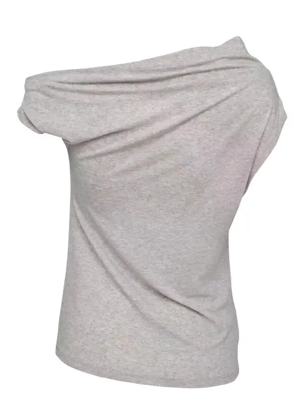 GLOWNY Draped Asymmetric T-shirt - Grey