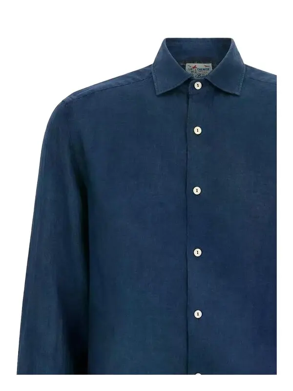 MC2 SAINT BARTH Long-sleeved Linen Shirt - Blue