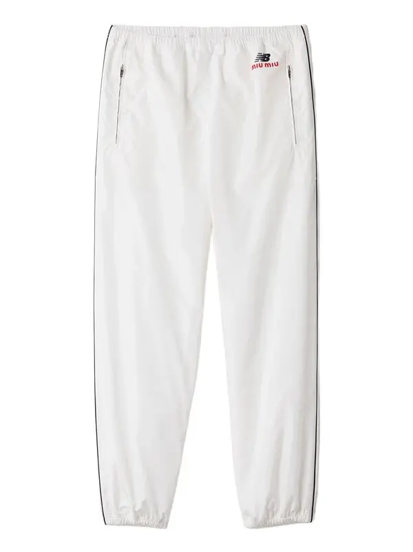 Miu Miu Technical Poplin Joggers With Embroidered Logo - White