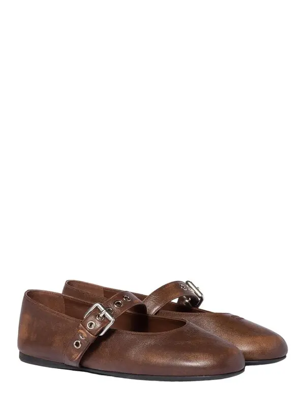 Miu Miu Nappa Leather Ballerinas - Sienna