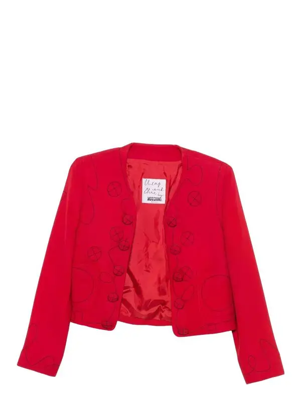 Moschino Embroidered Button-up Jacket - Red