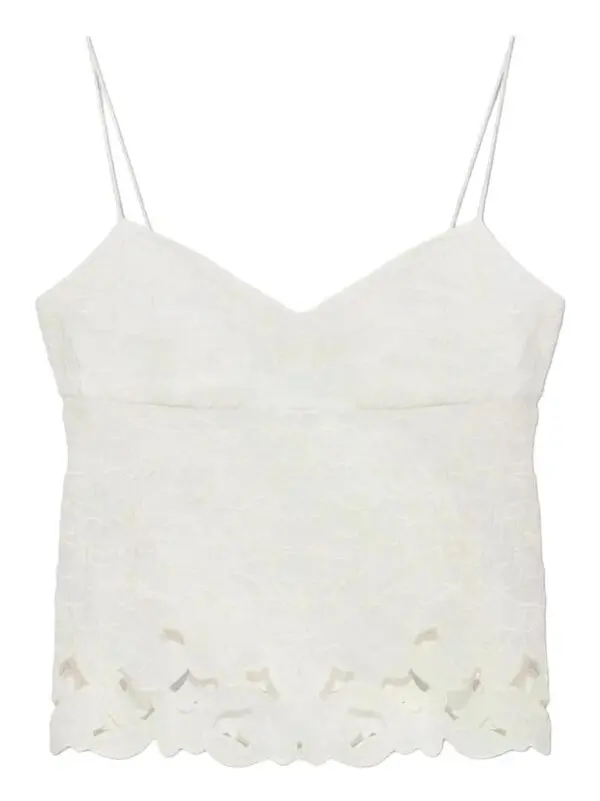 Isabel Marant Étoile Ramie Floral-embroidered V-neck Tank - White
