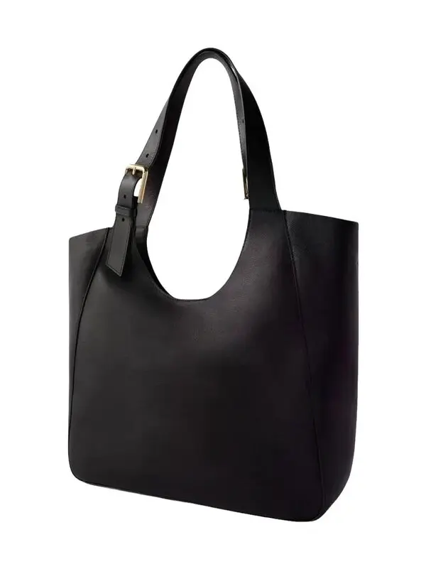 Furla Grained Leather Tote Bag With Buckle Detail - Black