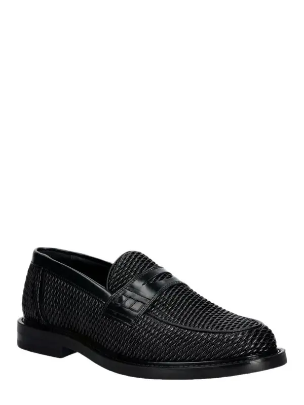 Filling Pieces Reed Woven Design Penny Loafers - Black