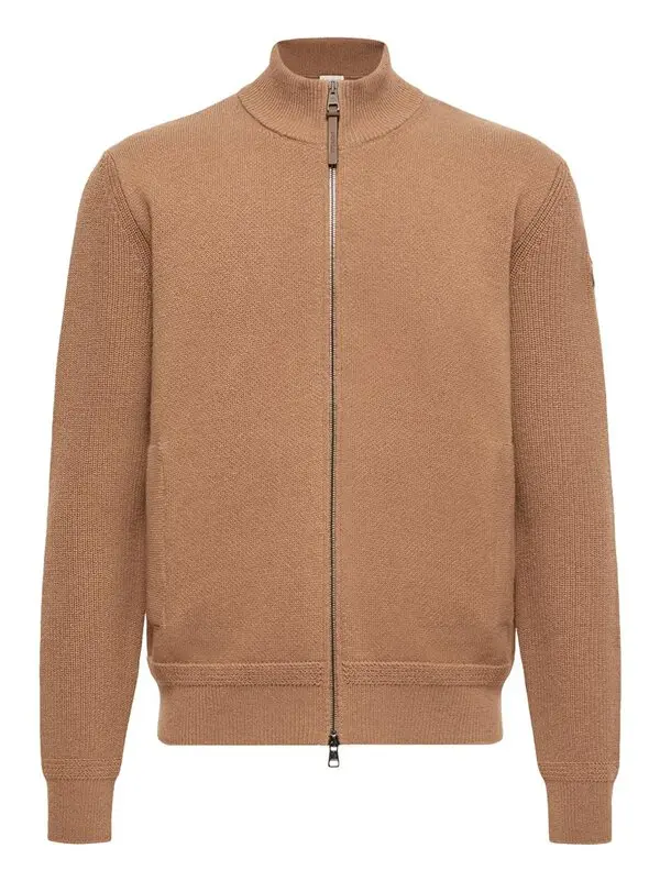 Moncler Wool & Cashmere Zip-up Cardigan - Brown