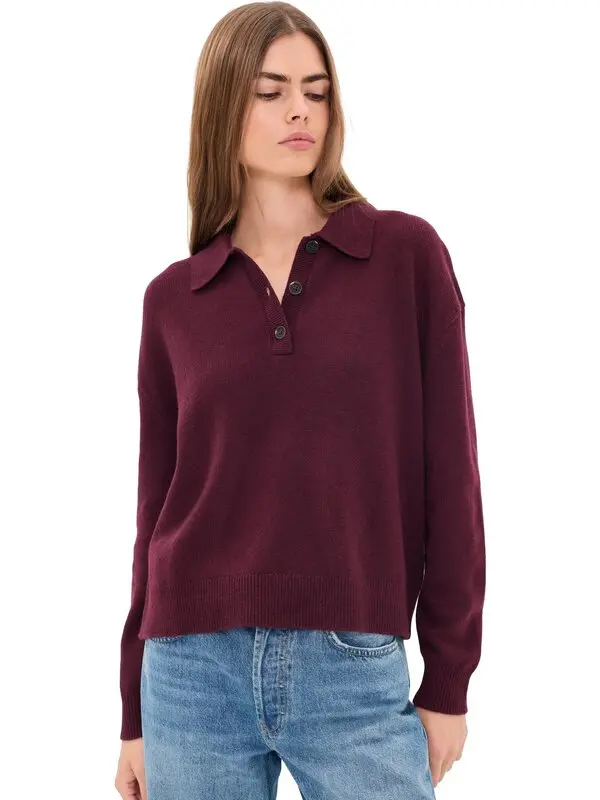 ANINE BING Cashmere Polo Sweater - Fig