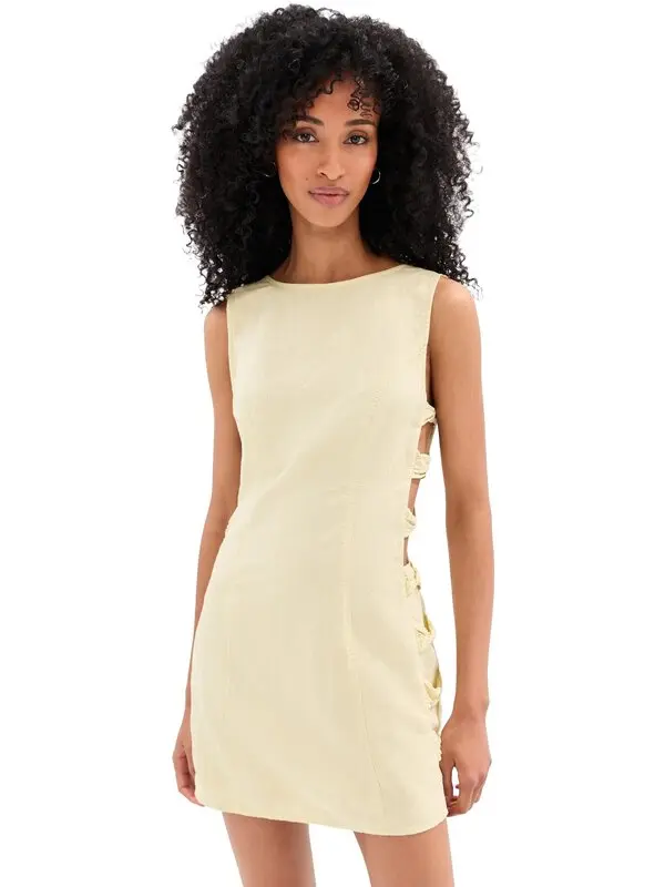LE BOP Jane Linen Mini Dress - Honeydew
