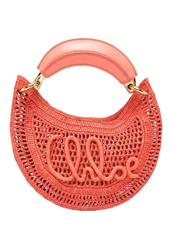 Chloé Summer Banana Raffia Mini Hobo Bag - Orange