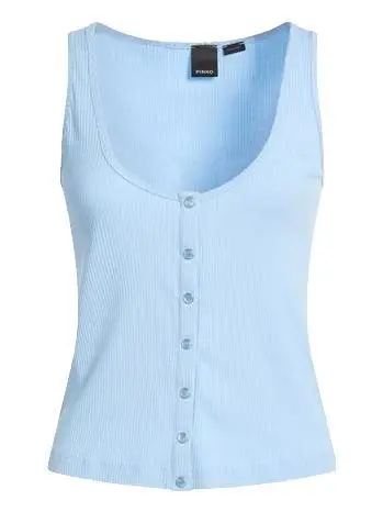 Pinko Light Cotton Lyocell Elastane Sleeveless Top - Blue