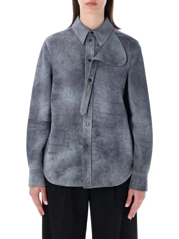 Bottega Veneta Asymmetrical Tie Detailed Shirt - Blue