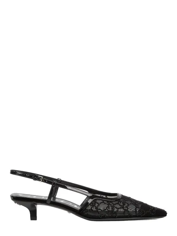 Gucci Mesh Slingback Pumps - Black