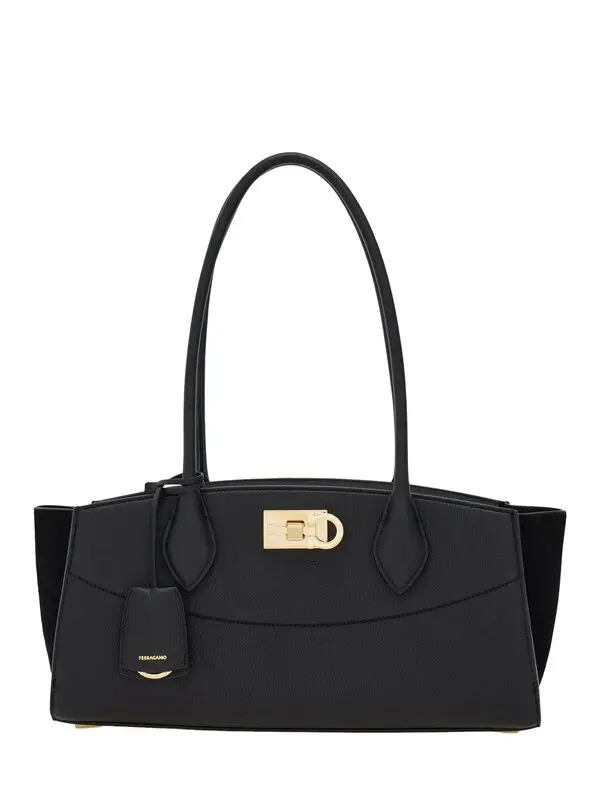 FERRAGAMO New Studio Soft Bag East West - Black