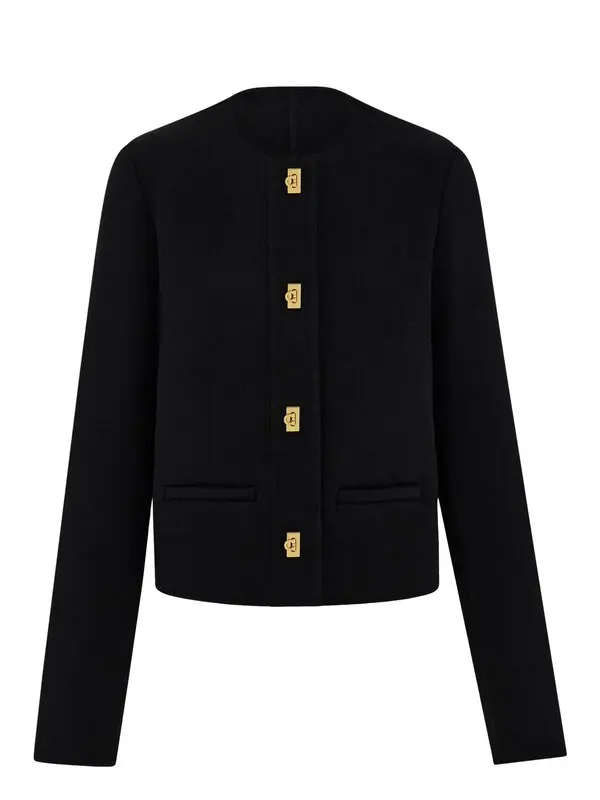 FERRAGAMO Wool And Cashmere Gancini Jacket - Black