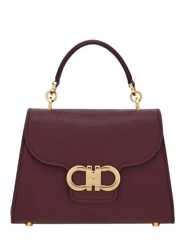 FERRAGAMO Double Gancini Top Handle Bag - Violet
