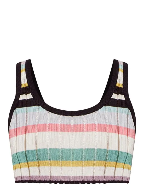 Alaïa Ribbed Knit Cropped Top With Multicolored Stripes - Multicolour