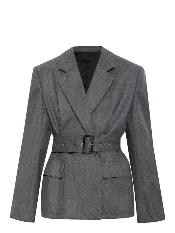 LANVIN Belted Wool Blazer - Grey