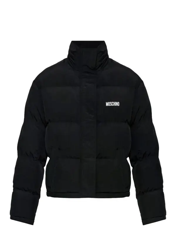 Moschino Padded Jacket With Logo And Smiley Print - Black