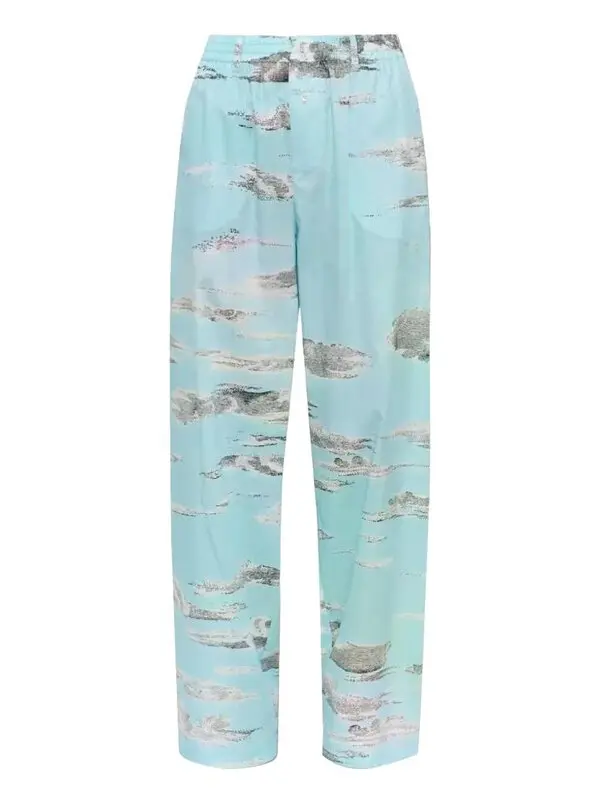 Moschino Cloud Print Cotton Trousers - Blue