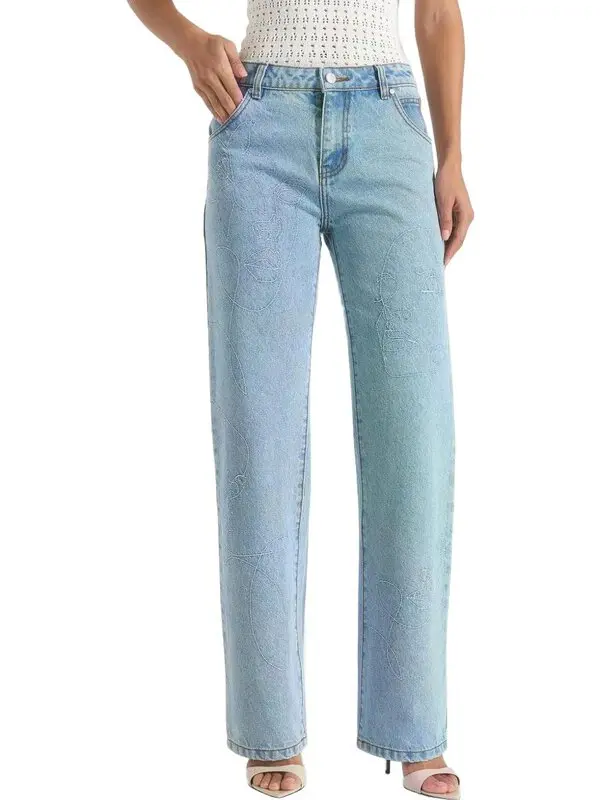 Manière De Voir Calista In Mid- Line-art Denim Jeans - Blue