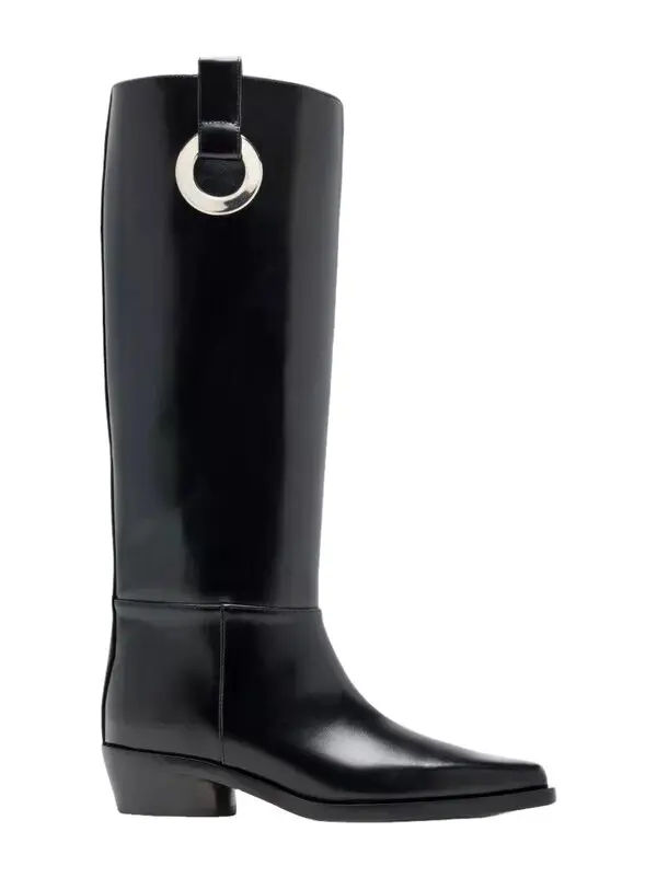 Proenza Schouler Bronco Grommet Knee High Boots - Black