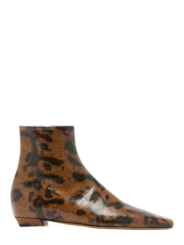 Proenza Schouler Trap Flat Ankle Boots In Embossed Python - Brown