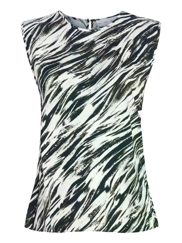Proenza Schouler White Label Megan Printed Twill Top - White