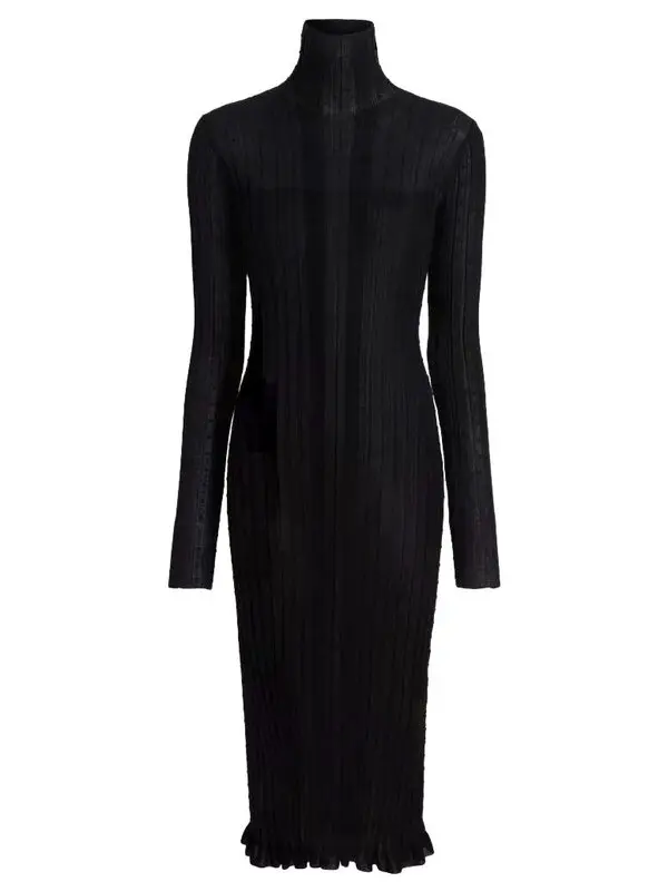 Proenza Schouler Fine Bobble Knit Turtleneck Dress - Black