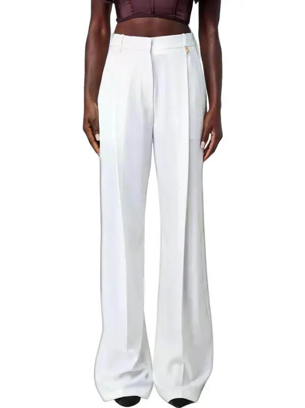 Elisabetta Franchi Wide-leg Crepe Trousers - White