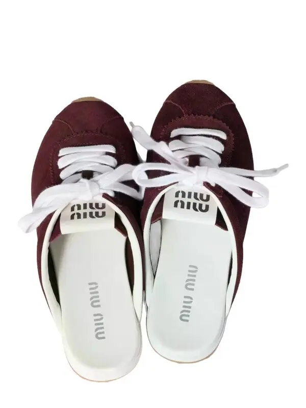 Miu Miu Plume Suede Mules - Red