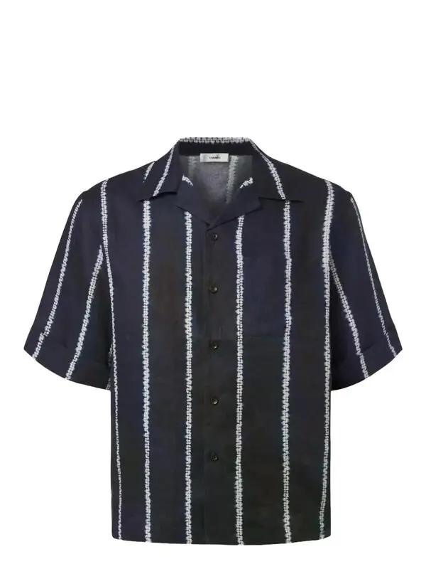 Commas Shibori-stripe Linen Shirt - Blue