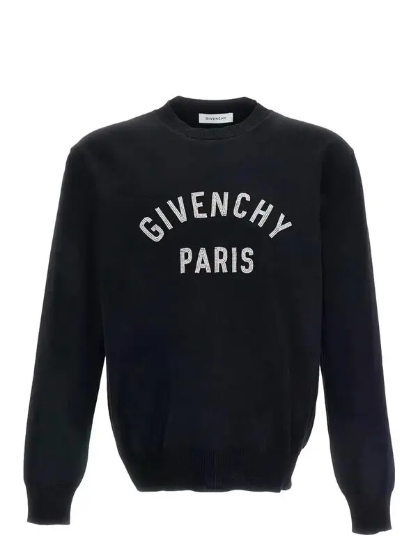 Givenchy Beaded Logo V-neck Sweater - Black