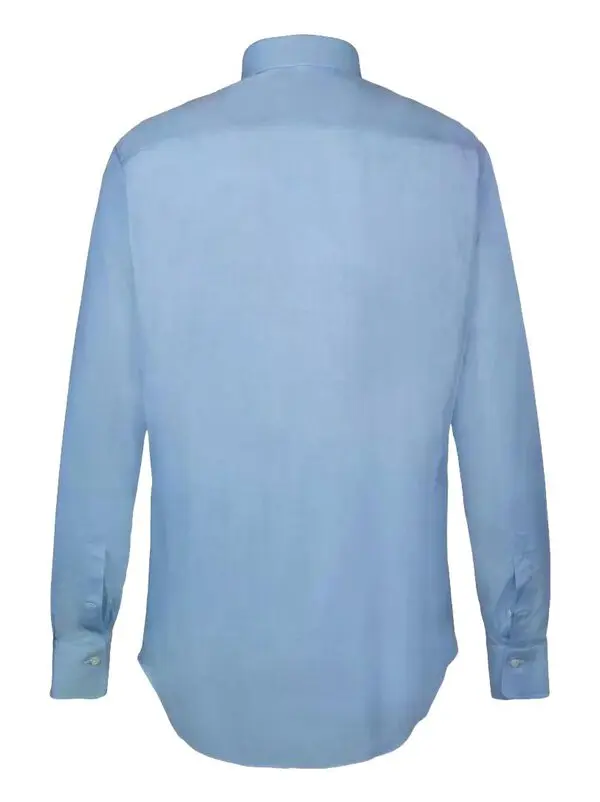 ALESSANDRO GHERARDI Spread-collar Cotton Shirt - Blue