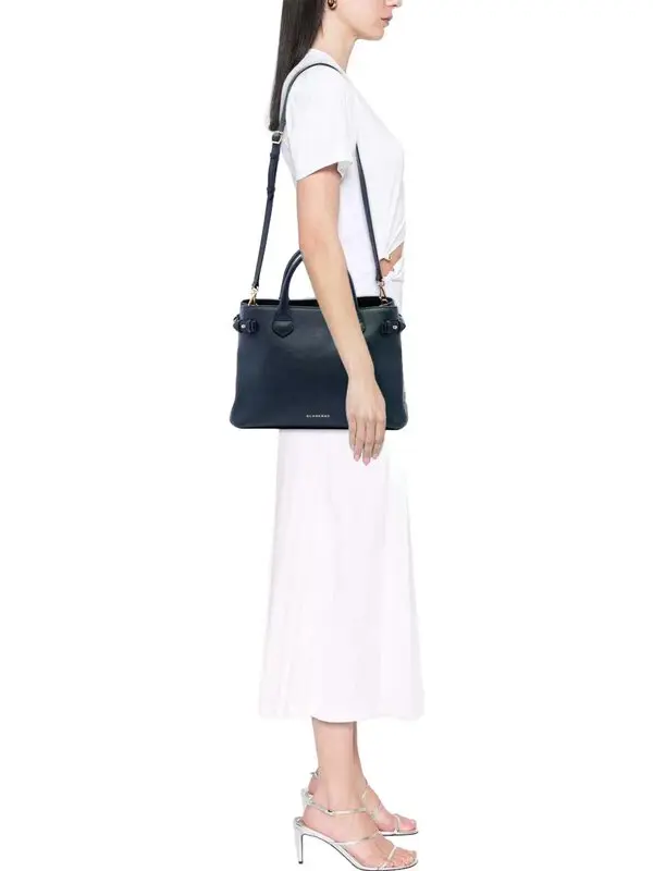 Burberry Leather And House Check Banner Satchel - Blue