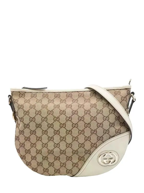Gucci Medium Gg Canvas New Britt Half Moon Crossbody Bag - Neutrals
