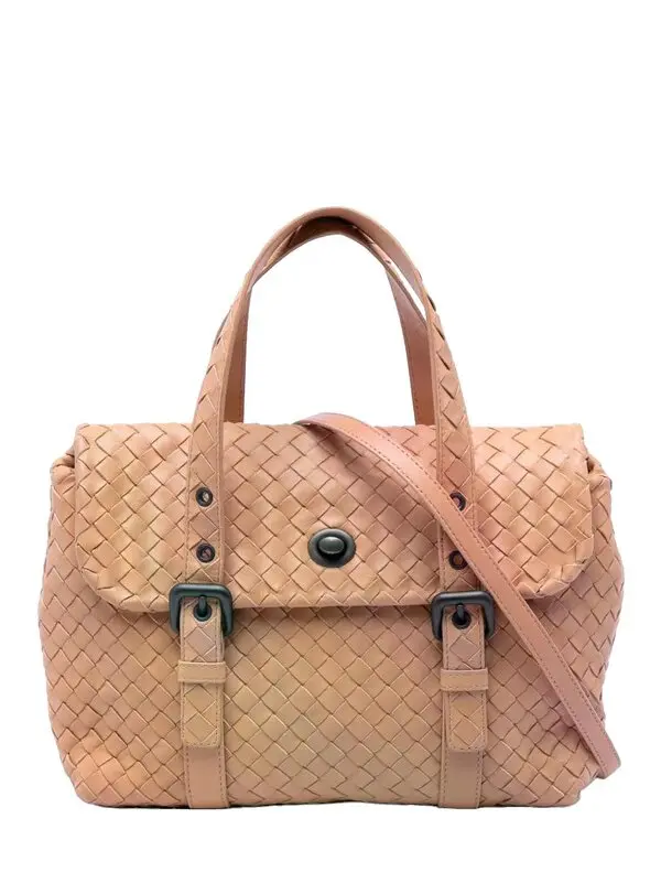 Bottega Veneta Nappa Intrecciato Flap Satchel - Brown