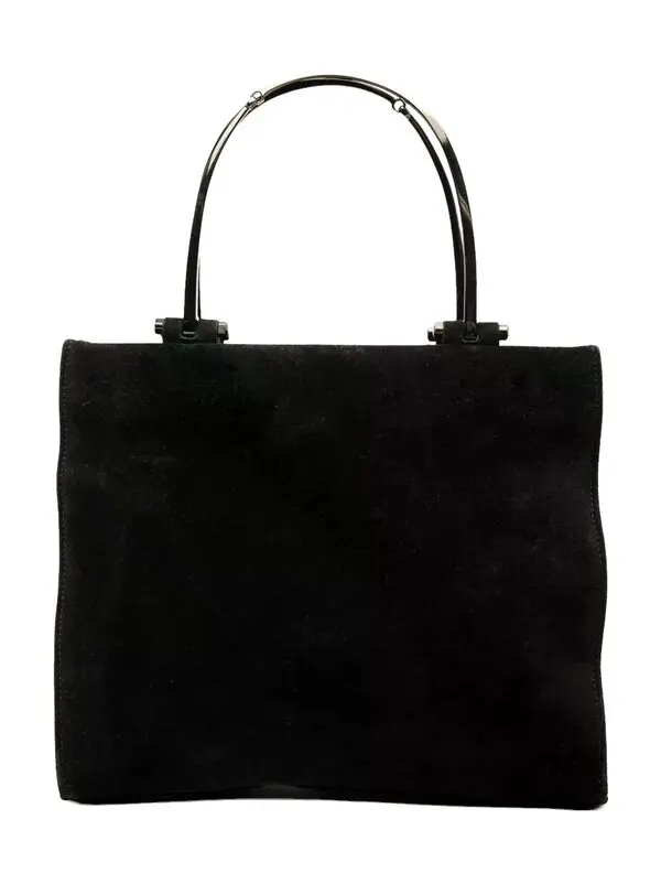 Gucci Suede Metal Handle Bag - Black