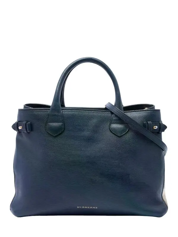 Burberry Leather And House Check Banner Satchel - Blue