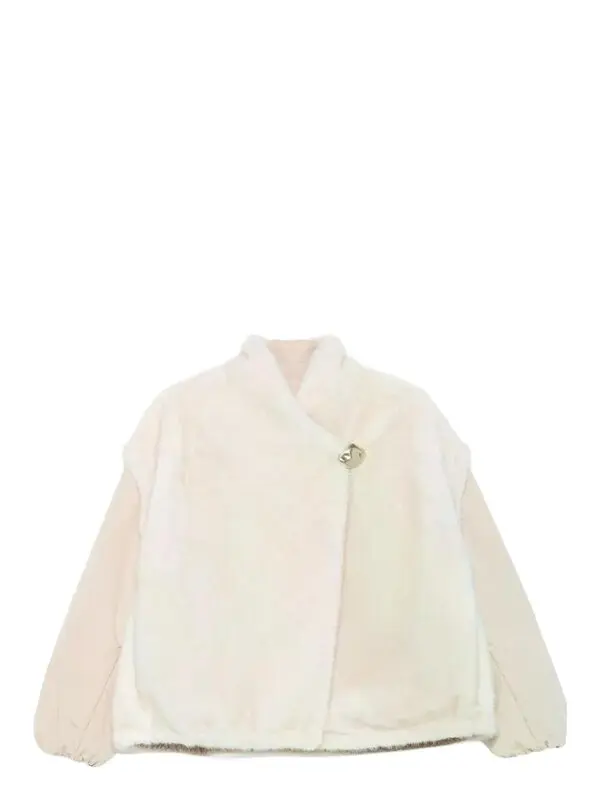 Moncler Logo Plaque Faux-fur Jacket - Neutrals