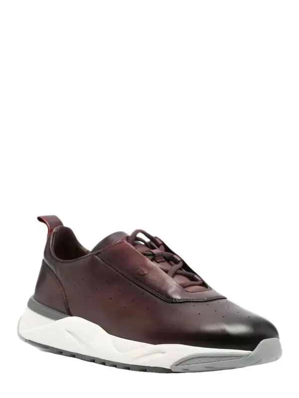 Santoni Perforated Leather Sneakers - Red